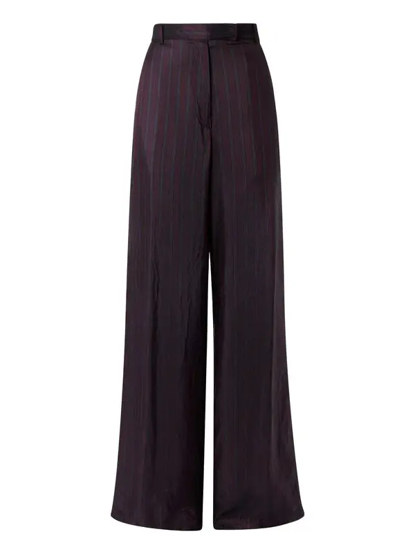 Dries Van Noten Striped Crepe Wide-leg Pants - Burgundy