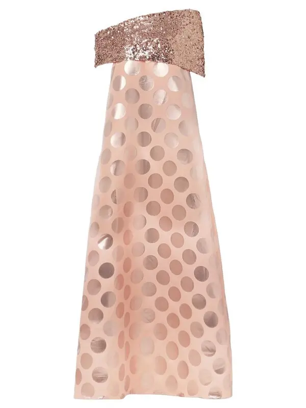 DIMA AYAD Asymmetric Sequin-embellished Gown - Rose Gold