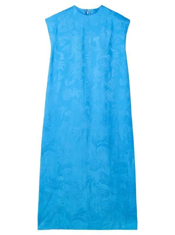 Balenciaga Satin-jacquard Midi Dress - Blue