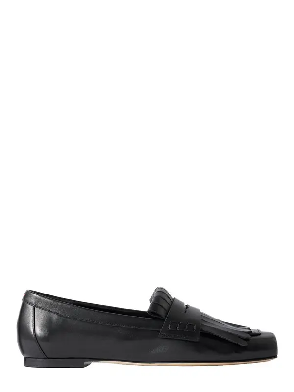 AeydĒ Belen Fringed Leather Loafers - Black