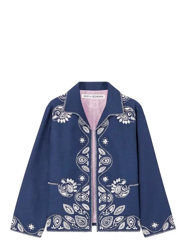 Alix Of Bohemia Francis Harbor Embroidered Silk Jacket - Blue