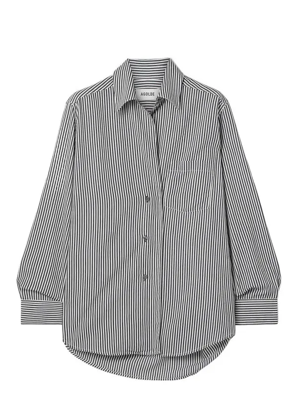 AGOLDE Aris Striped Crepe Shirt - Blue