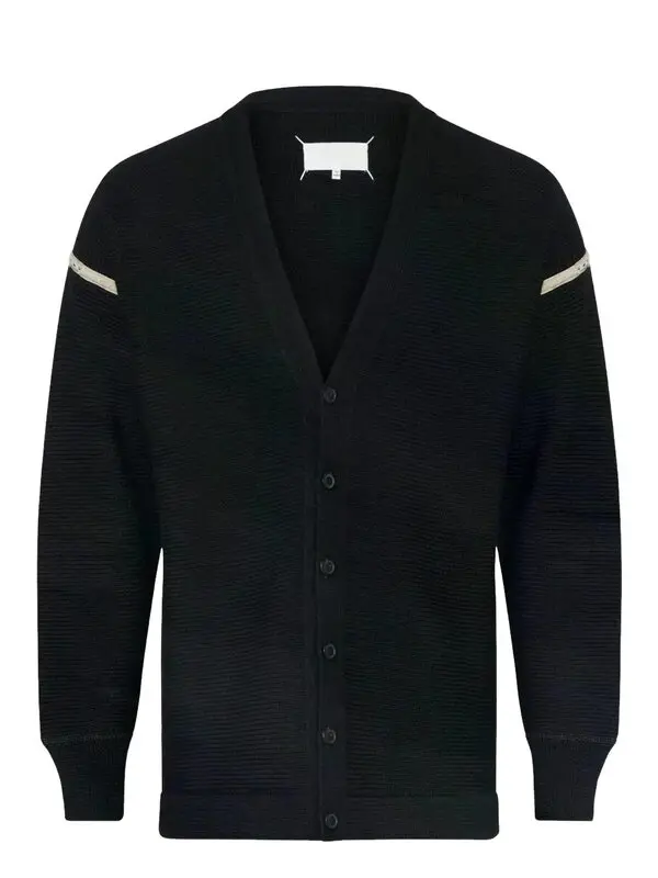 MAISON MARGIELA Ribbed Wool Elbow-patch Cardigan - Black
