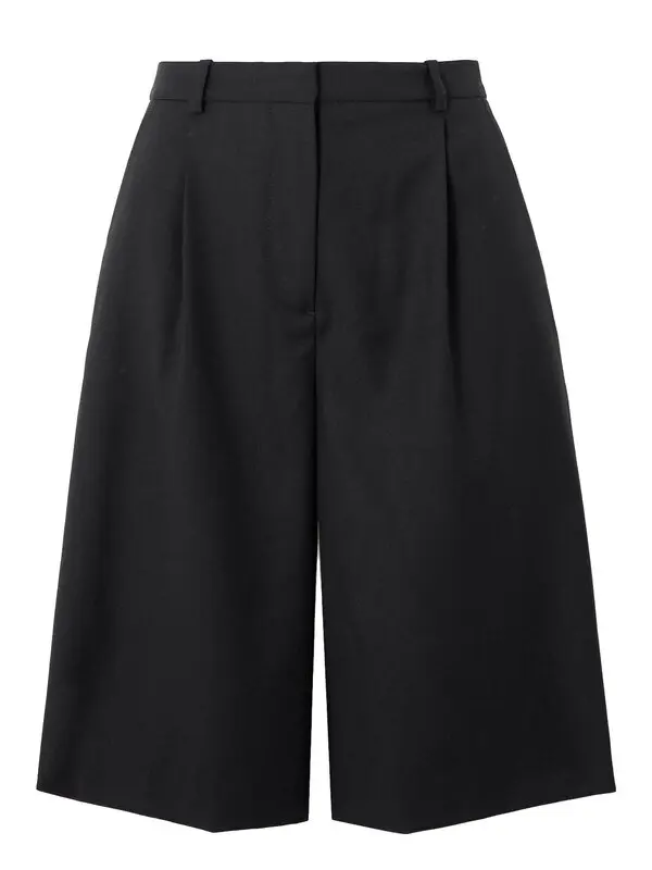 Loulou De Saison Adler Pleated Wool-twill Bermuda Shorts - Black
