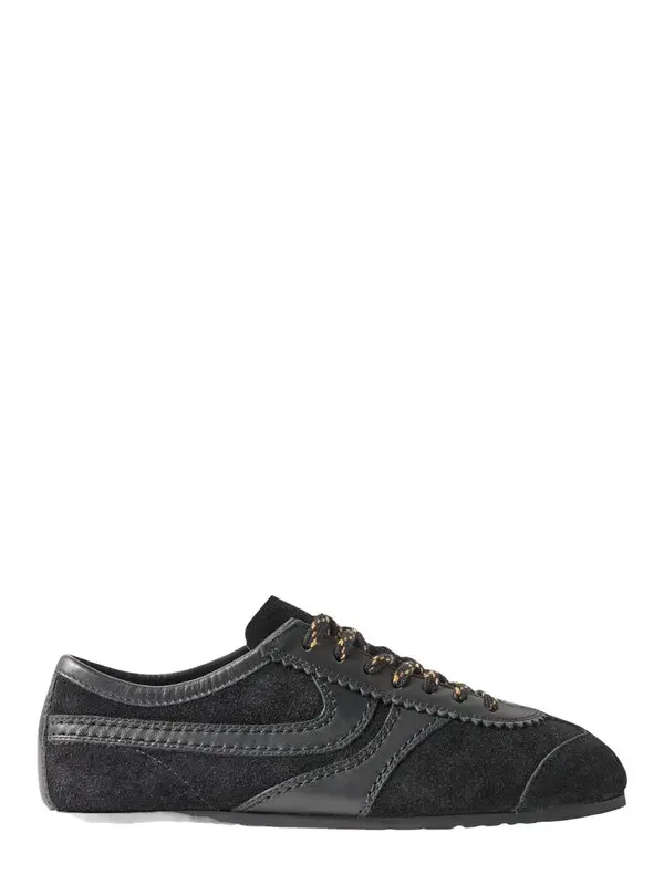 Dries Van Noten Leather-trimmed Suede Sneakers - Black