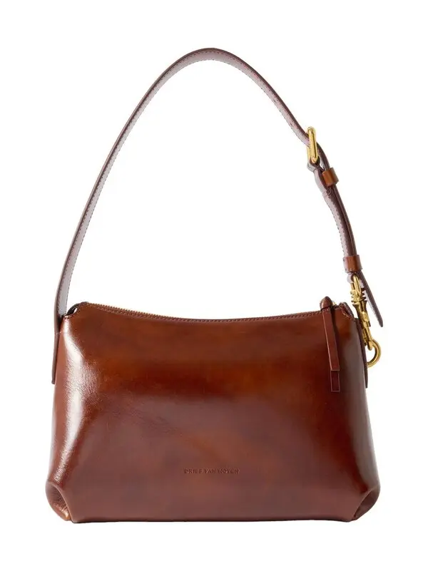 Dries Van Noten Small Glossed-leather Shoulder Bag - Brown