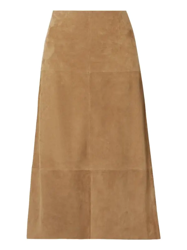 Proenza Schouler Nadia Suede Midi Skirt - Brown