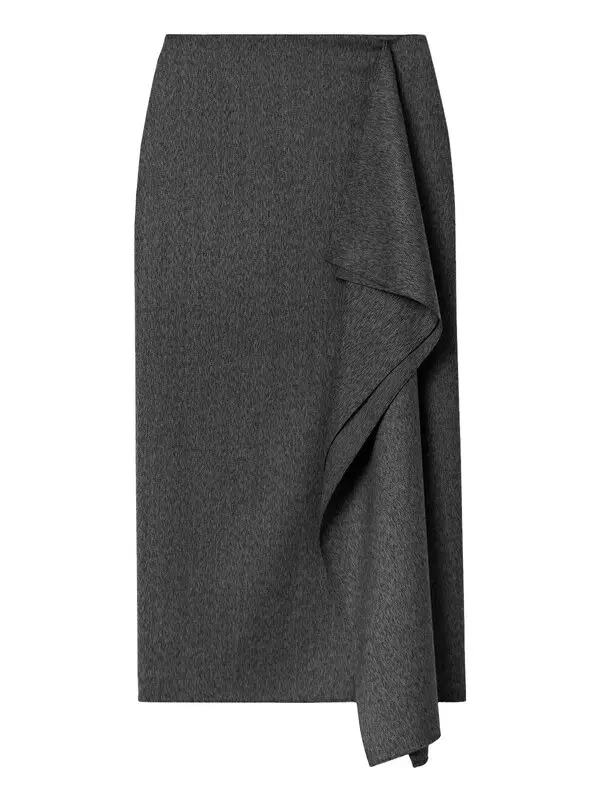 Proenza Schouler Amery Draped Twill Midi Skirt - Gray
