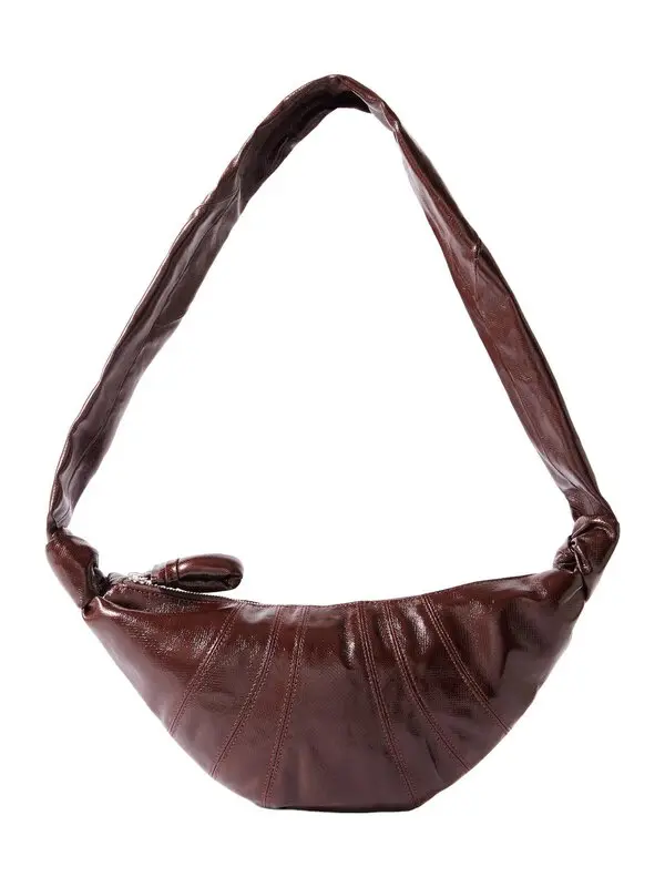 LEMAIRE Croissant Small Paneled Coated-canvas Shoulder Bag - Brown
