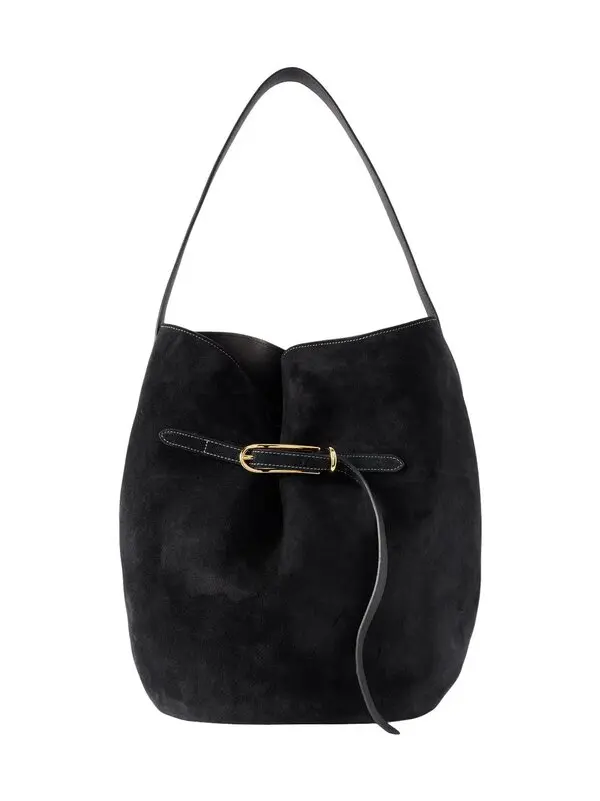 LIFFNER Buckled Suede Bucket Bag - Black