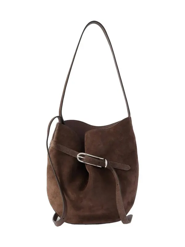 LIFFNER Buckled Suede Bucket Bag - Brown