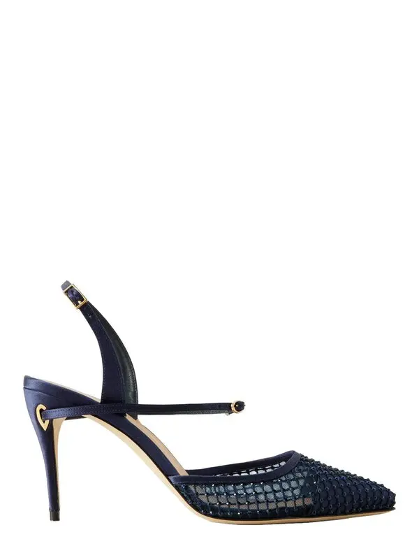 Jennifer Chamandi Vittorio 85 Crystal-embellished Slingback Pumps - Blue