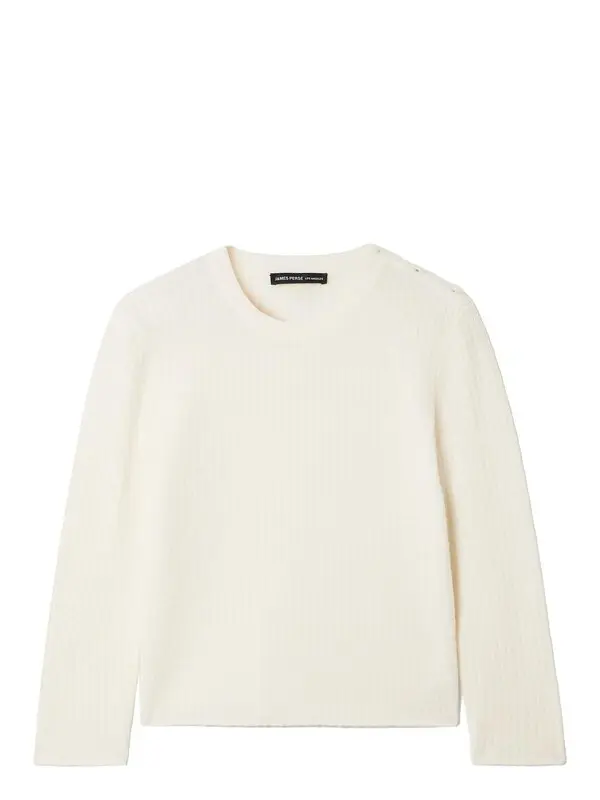 JAMES PERSE Cropped Ribbed Wool-blend Sweater - Neutrals