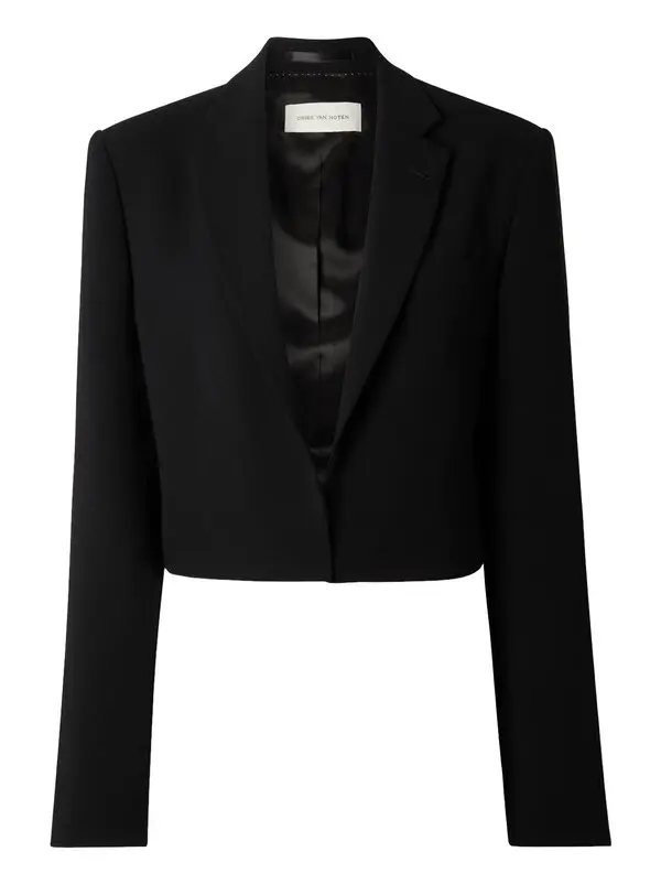 Dries Van Noten Cropped Crepe Blazer - Black
