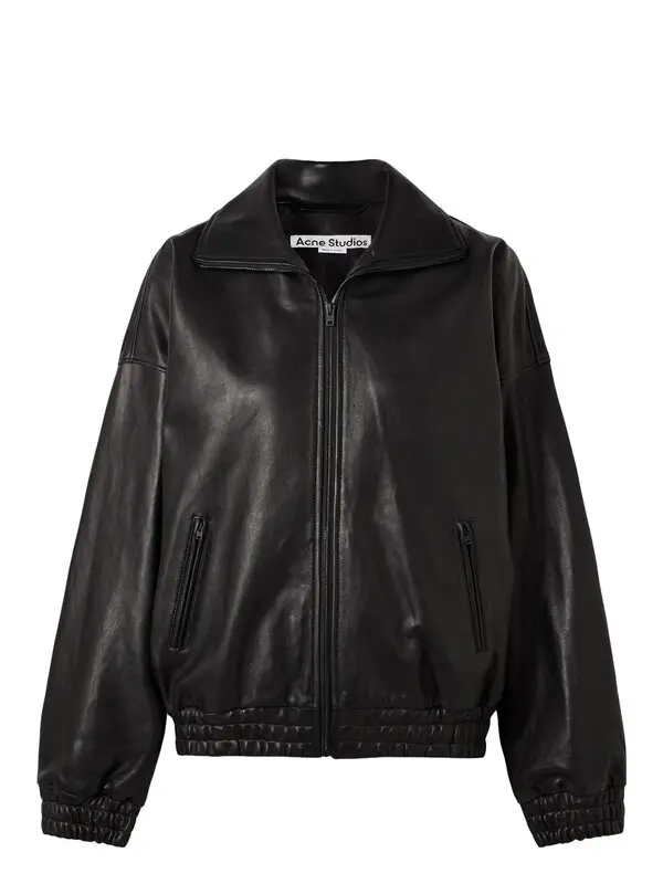 Acne Studios Leather Bomber Jacket - Black