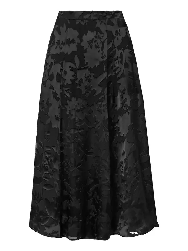 Adam Lippes Emi Devoré-satin Midi Skirt - Black
