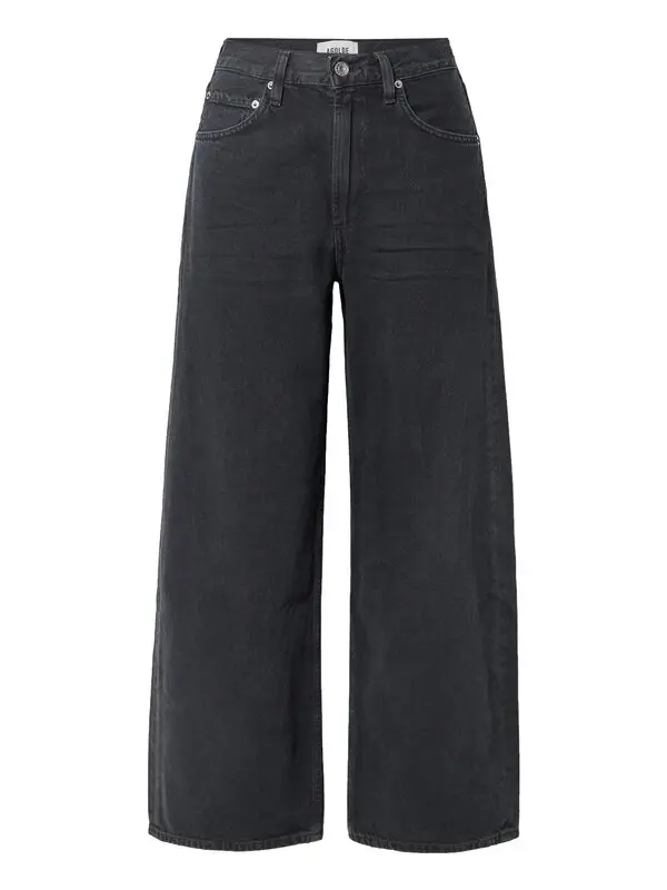 AGOLDE Low Curve Crop High-rise Wide-leg Jeans - Black