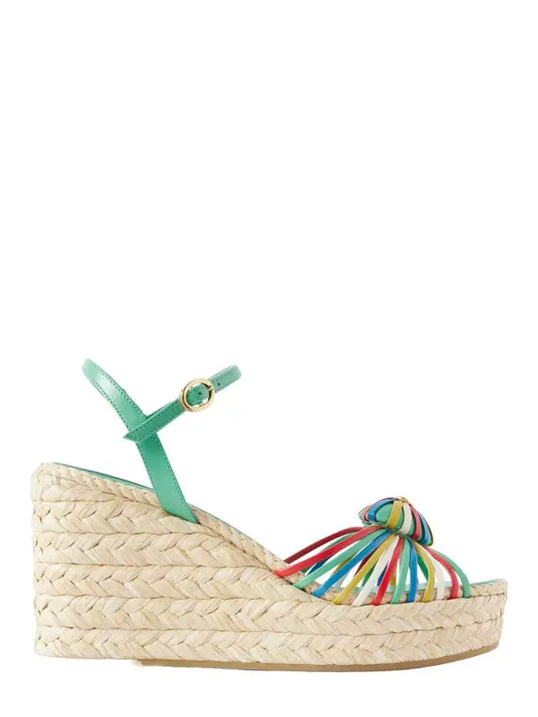 Valentino Garavani Leather-trimmed Wedge Espadrilles - Multi