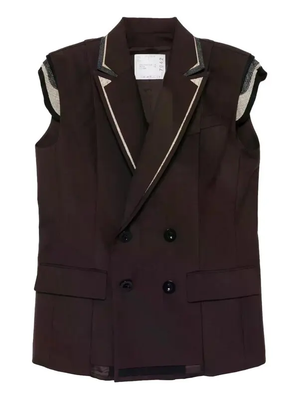 Sacai Double-breasted Waistcoat - Brown