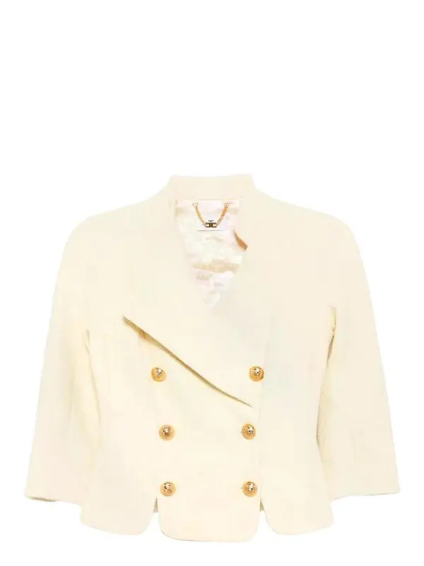Elisabetta Franchi Button-embellished Tweed Jacket - Yellow