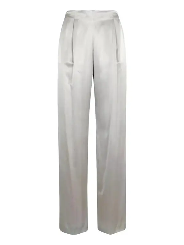 Alberta Ferretti Pleated Straight-leg Trousers - Silver