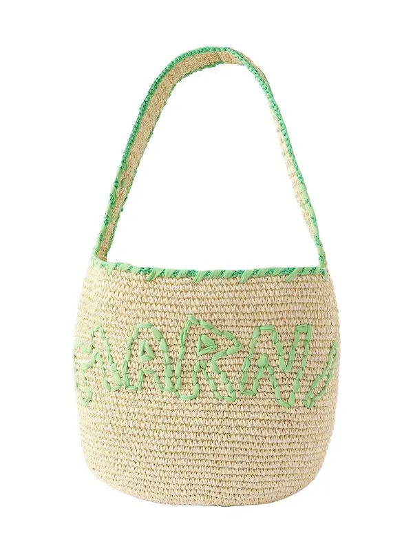 Marni Embroidered Raffia Tote - Neutrals
