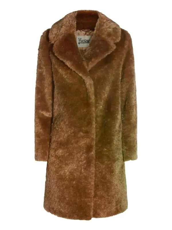 Herno Faux-fur Lapel Coat - Brown