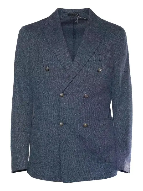 BRERA Double-breasted Textured Blazer - Blue