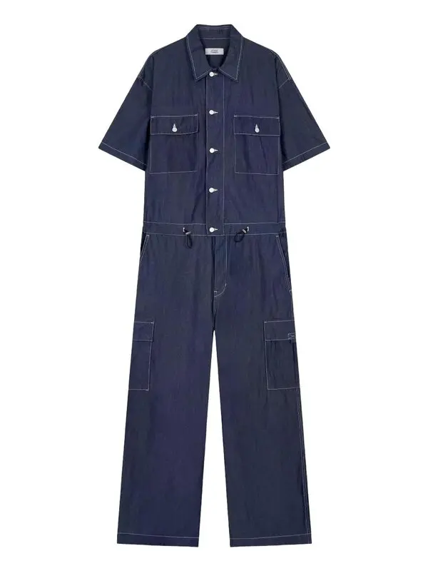 STUDIO TOMBOY Cargo Pocket Short-sleeve Jumpsuit - Blue