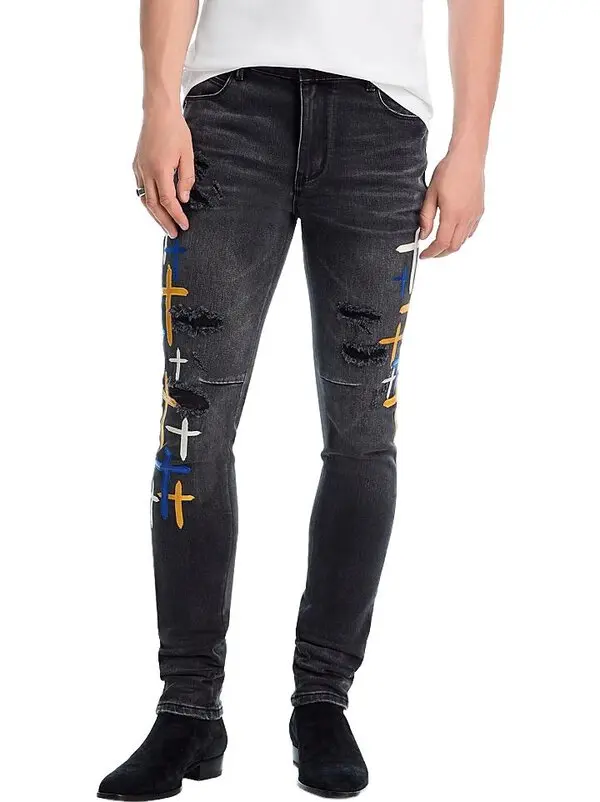 RtA Bryant Distressed Skinny Jeans - Distressed Charcoal Drift