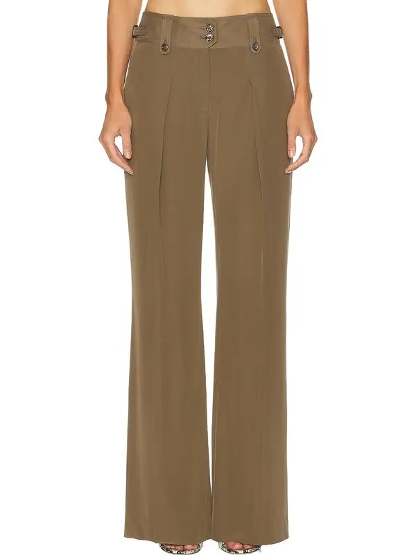 TOM FORD Pleated Wide Leg Pant - Khaki