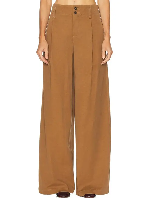 Chloé Cotton Canvas Wide Leg Pant - Mustard Brown
