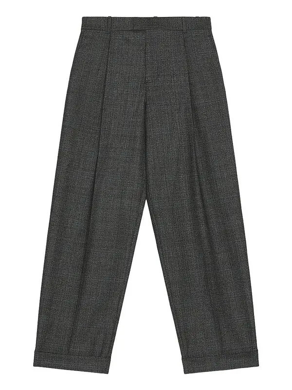 Bottega Veneta Wool Prince Of Wales One Pleat Trousers - Black  Chalk  & Blue