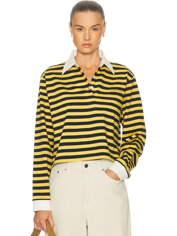 Miu Miu Long Sleeve Rugby Top - Blu  Giallo  & Bianco