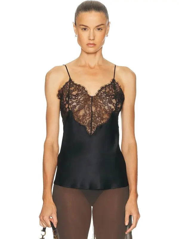 NILI LOTAN Mabelle Lace Cami Top - Black