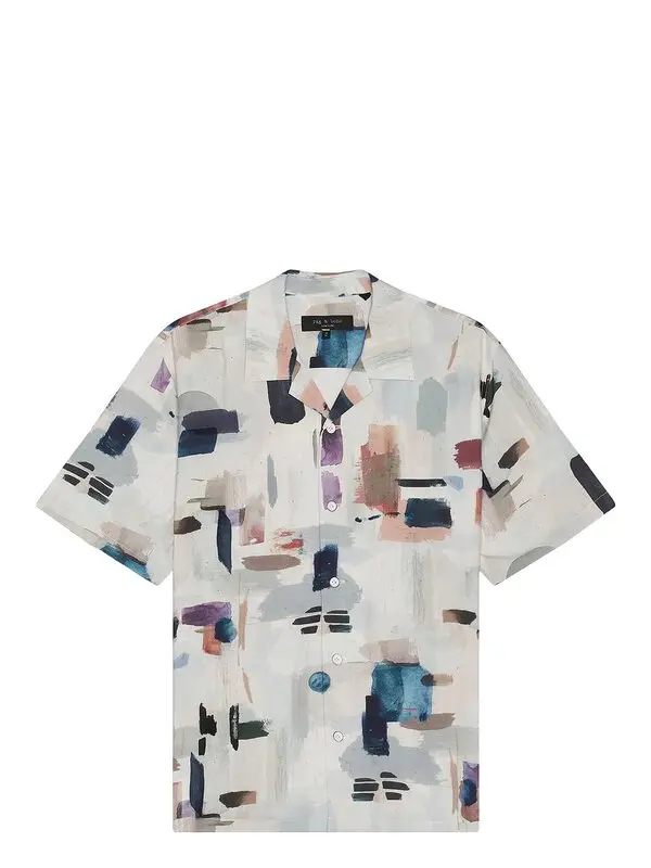 Rag & Bone Avery Printed Shirt In Baby Blue - Graphic Paint