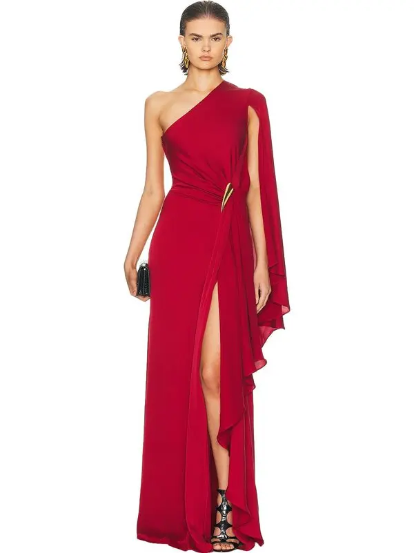 TOM FORD One Shoulder Evening Gown - Crimson