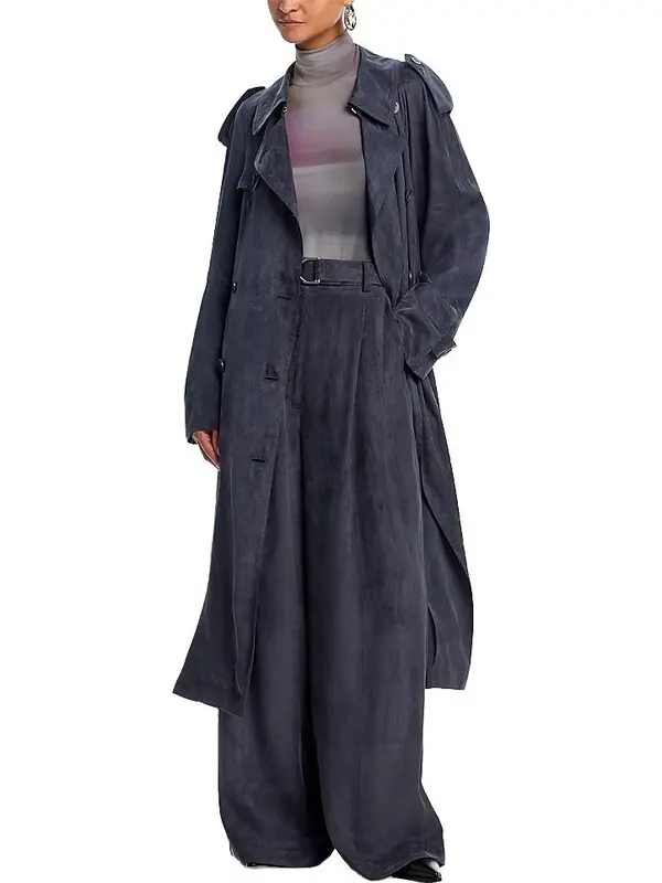 Helmut Lang Fluid Double Breasted Trench Coat - Indigo