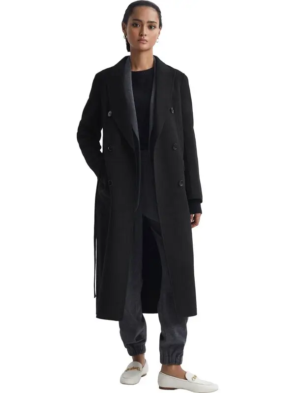 REISS Arla Wool-blend Belted Coat - Black
