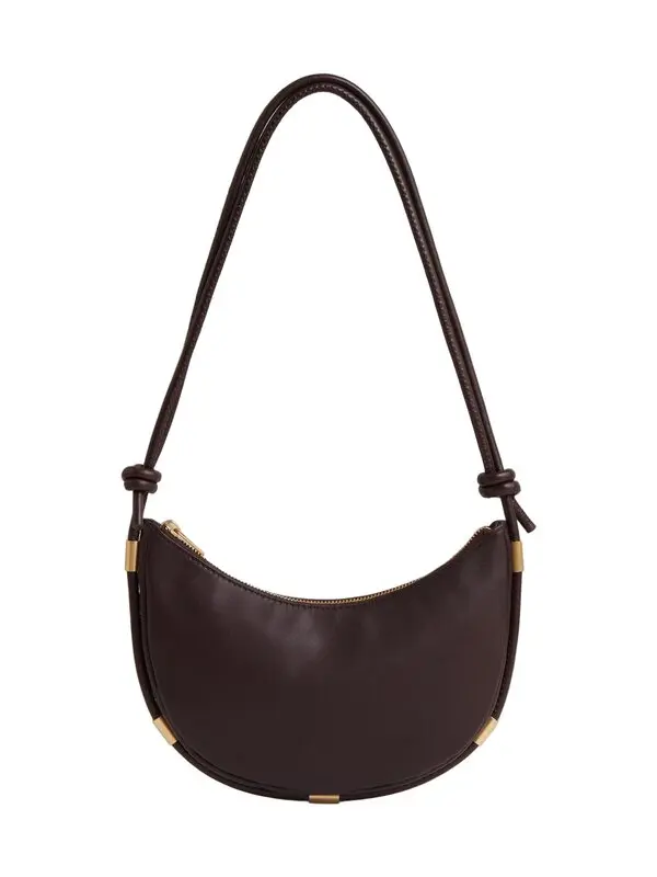 REISS Leather Shoulder Bag With Knotted Strap - Oxblood