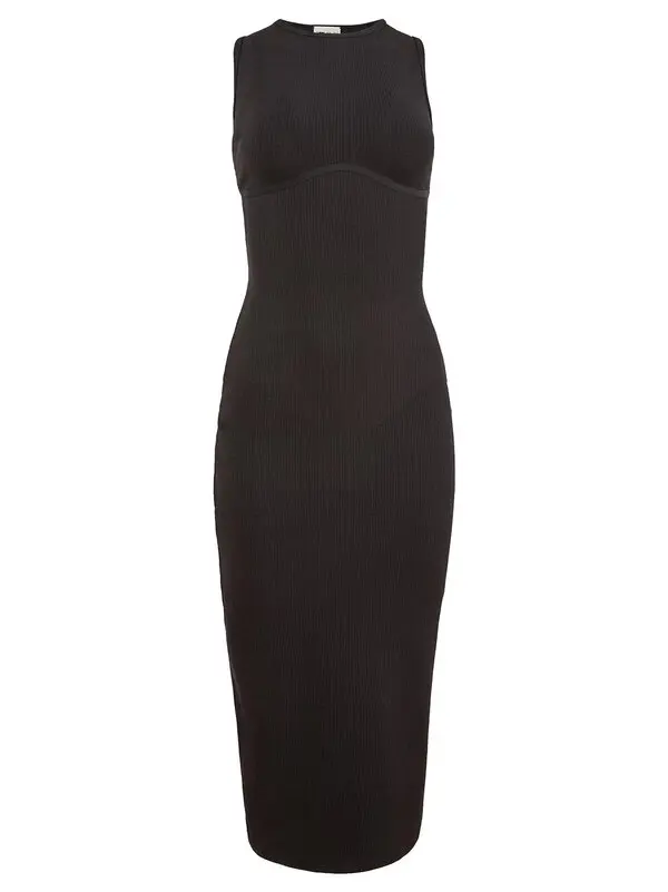 Fleur Du Mal Hourglass Rib Midi Dress - Black