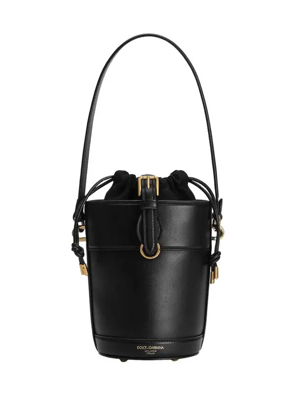 Dolce & Gabbana Capri Bucket Bag In Canvas And Leather - Black
