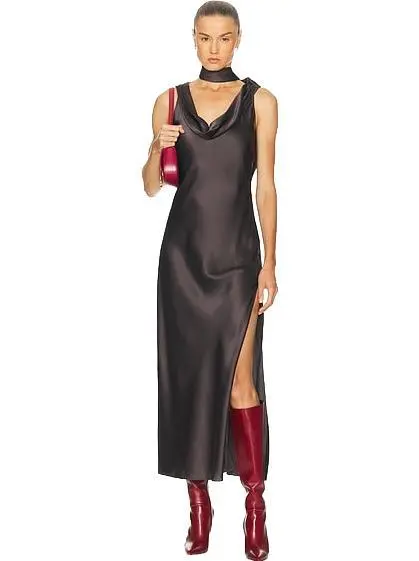 Acne Studios Dotti Silk Slip Dress - Graphite Grey