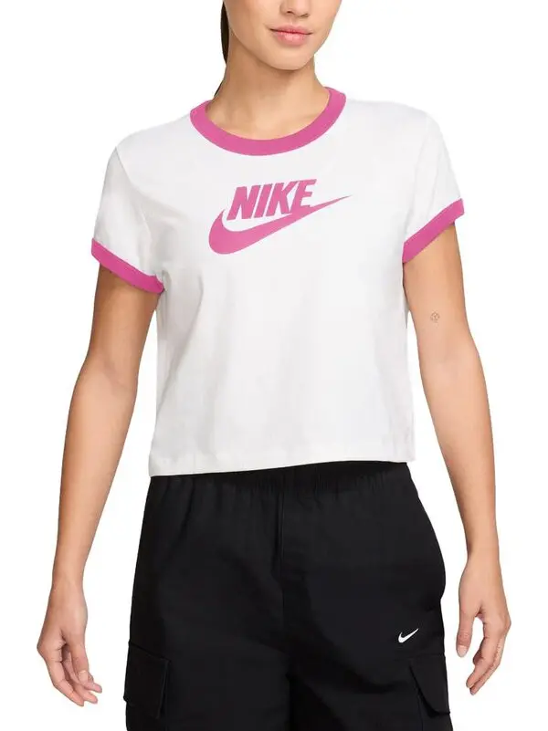 Nike Sportswear Ringer Logo Graphic T-shirt - White/playful Pink