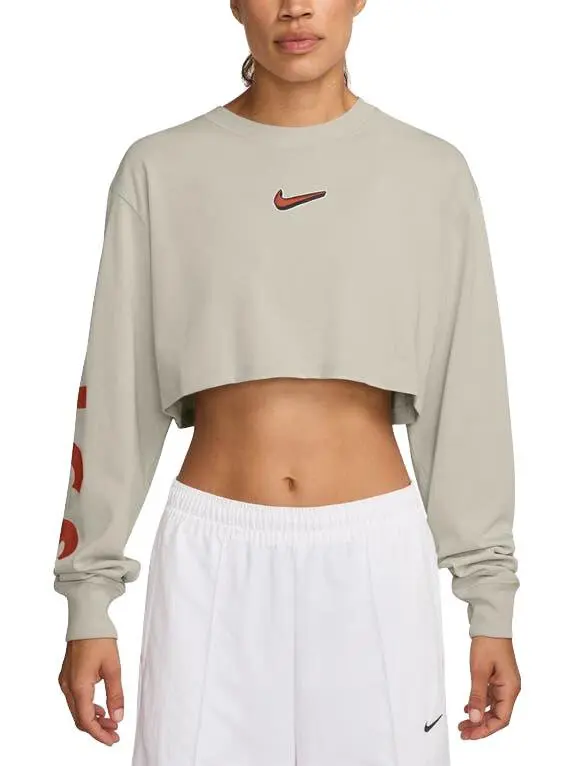 Nike Sportswear Long Sleeve Crop T-shirt - Light Bone