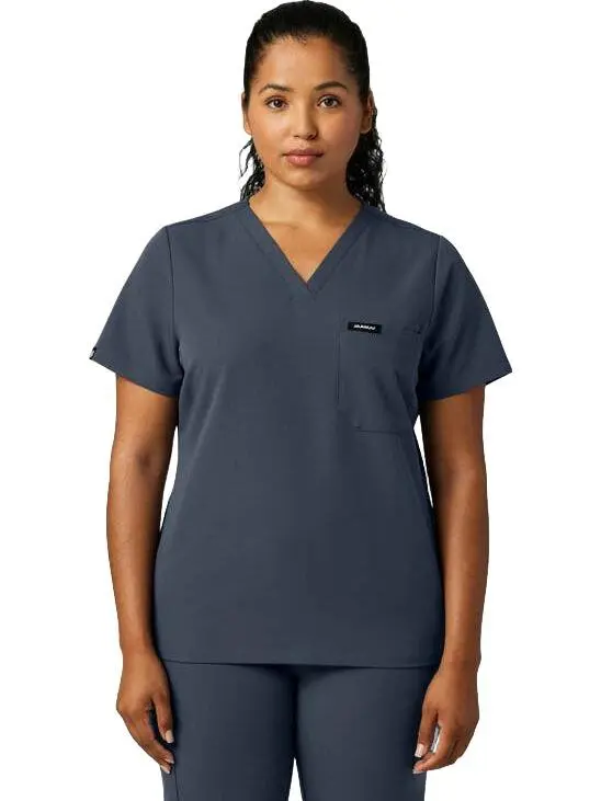 JAANUU Rhena Slim V-neck Scrub Top - Carbon Gray