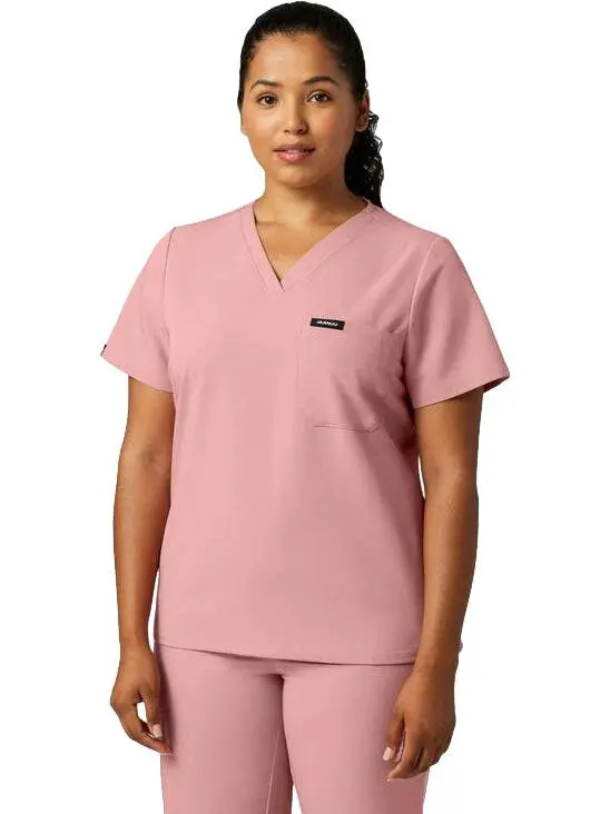 JAANUU Rhena Slim V-neck Scrub Top - Mauve