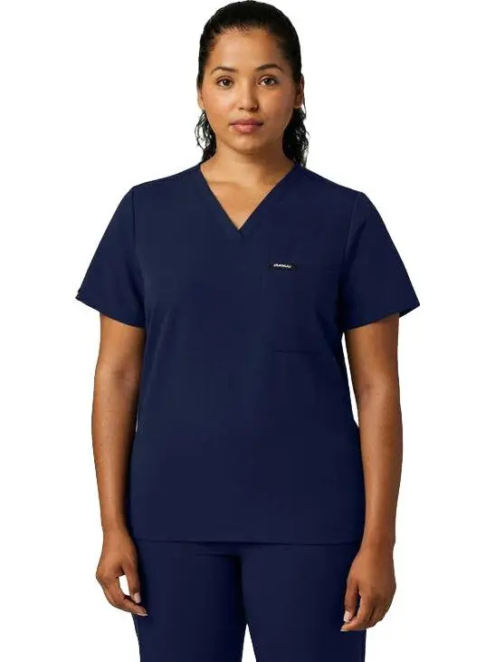 JAANUU Rhena Slim V-neck Scrub Top - Midnight Navy