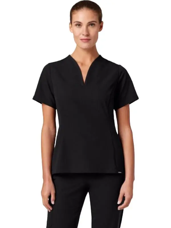 JAANUU Calix 2-pocket V-neck Scrub Top - Black