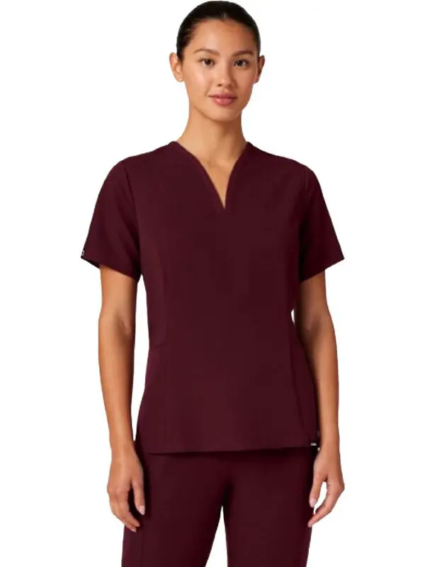 JAANUU Calix 2-pocket V-neck Scrub Top - Burgundy